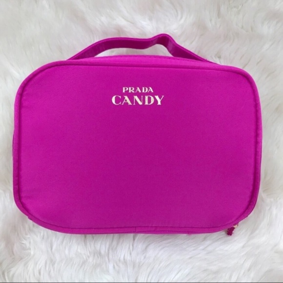 Prada | Bags | Prada Pouch Makeup Bag Candy Vanity Train Case Hot Pink ...